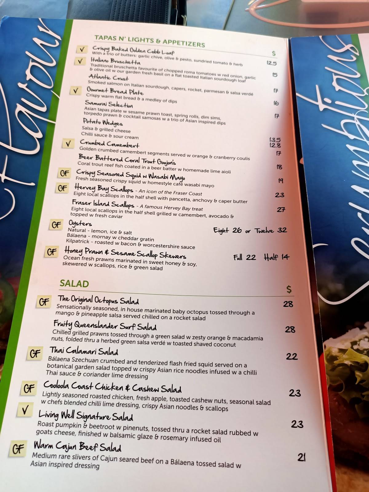 Menu at Cafe Balaena, Urangan