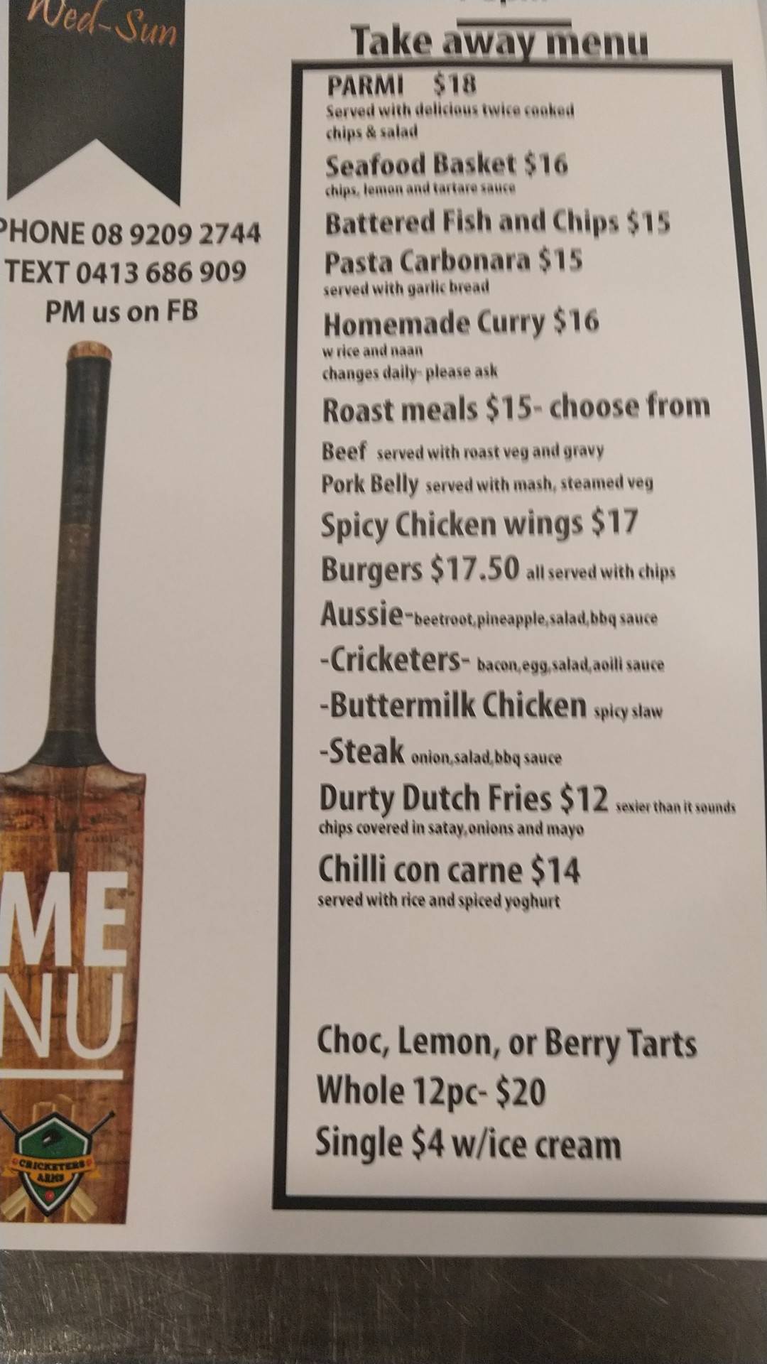 Menu at The Firkin pub & bar, Ballajura