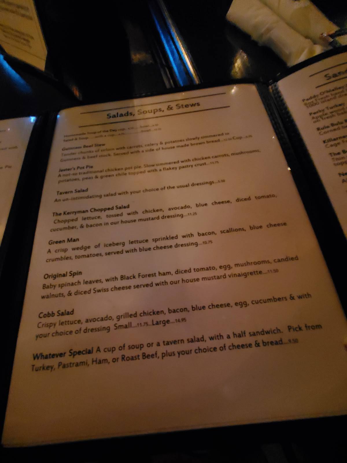Menu at Two Fools Tavern pub & bar, Albuquerque