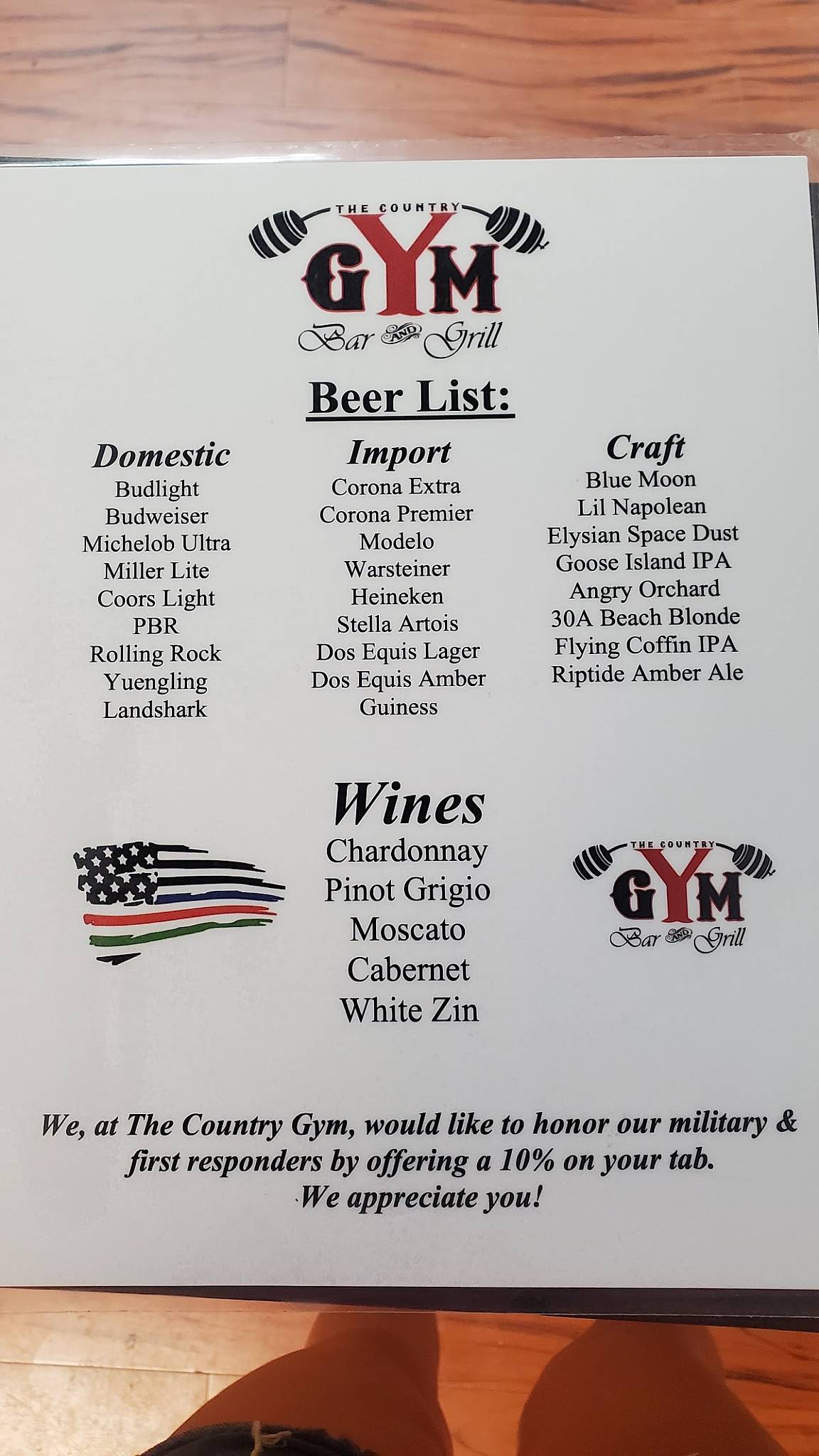 Menu at The Country Gym - Milton restaurant, Milton