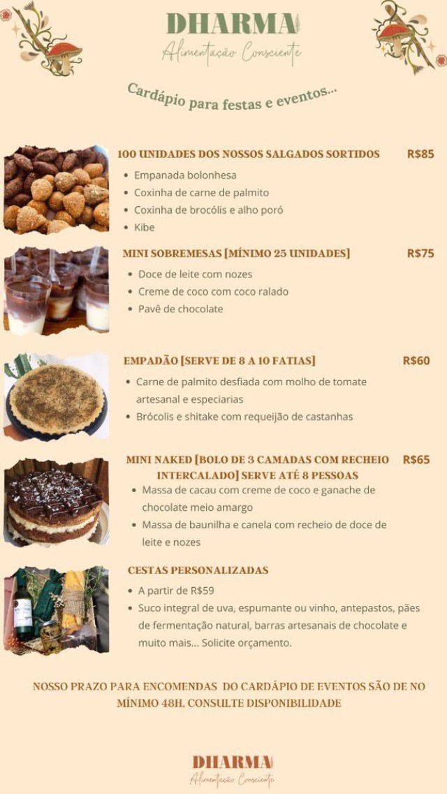 Menu at Dharma Alimentação Consciente restaurant, Imbituba