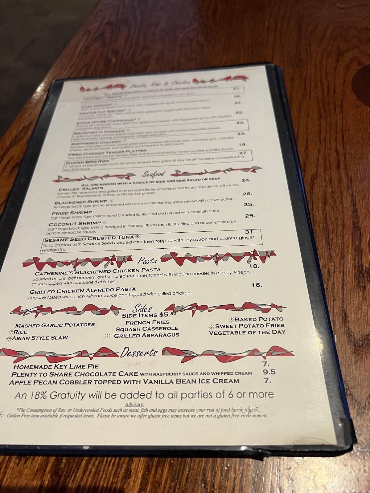 Menu at J. Henry's Restaurant, Griffin