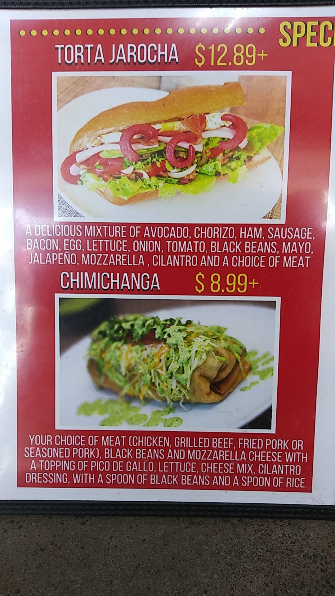 Menu at Chalo Fast Food, McDonough