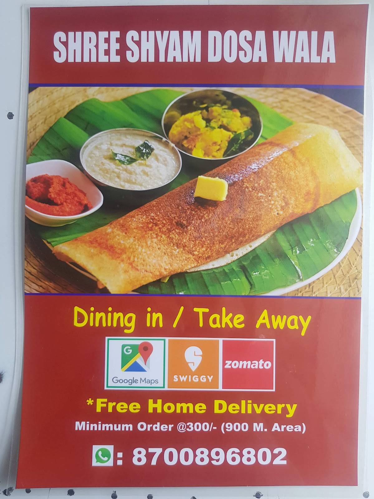 Menu at Shree Shyam Dosa Wala, Gurugram