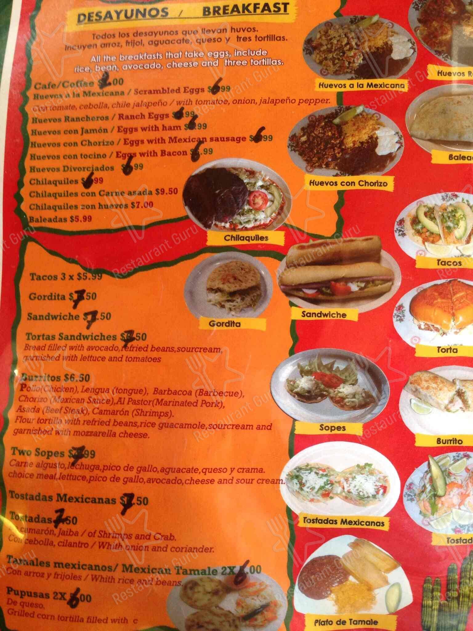 Menu at Taqueria Mi Rancho restaurant, Kenner