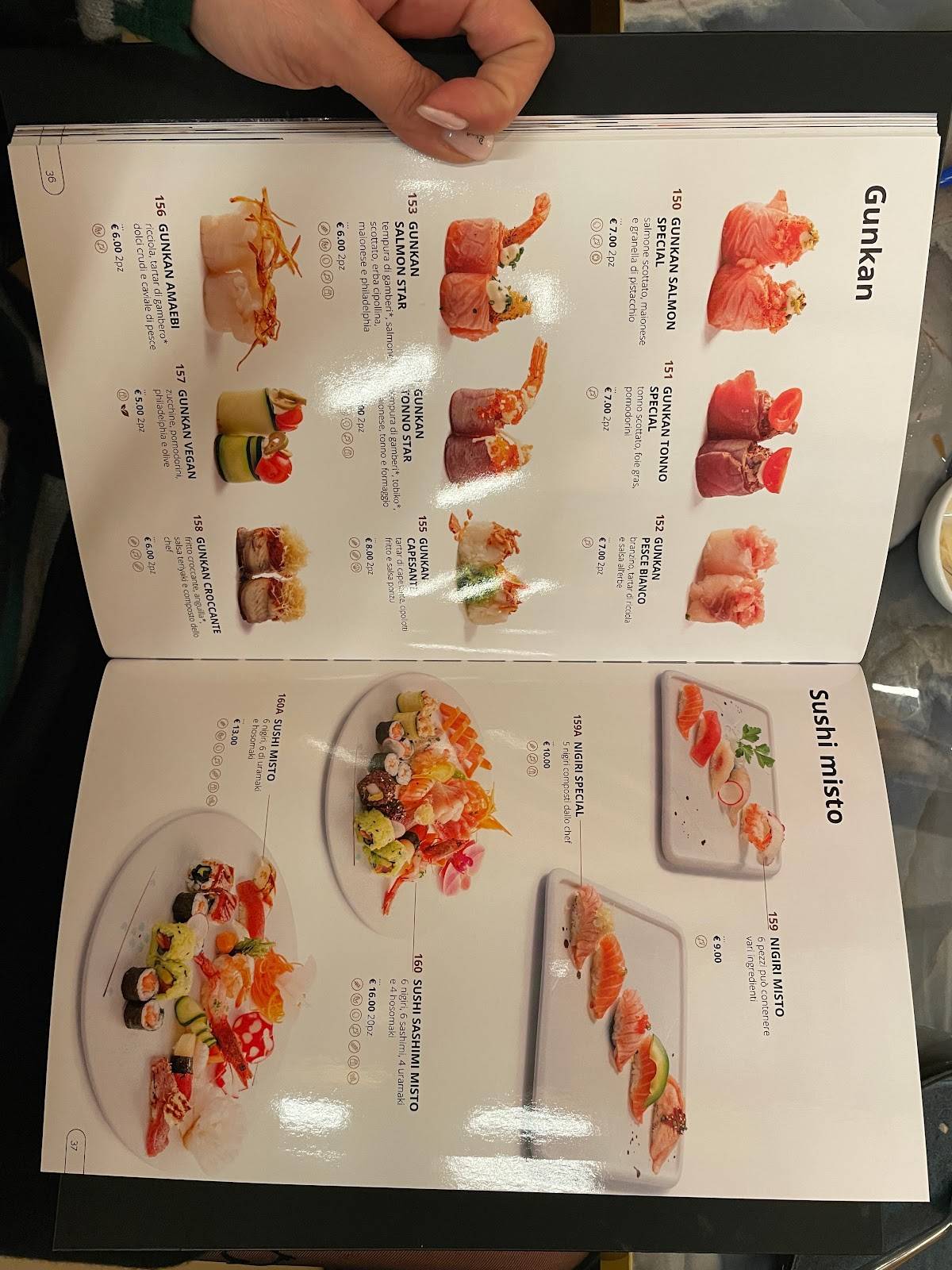 Menu au SushiTO restaurant, Mappano