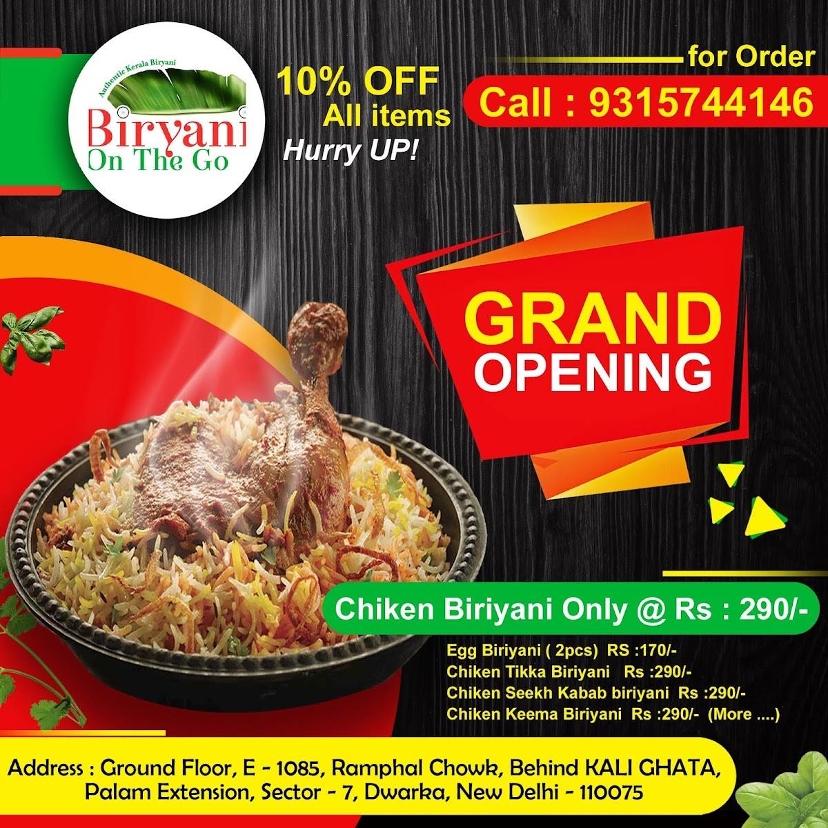 Menu at Biryani On The Go, New Delhi