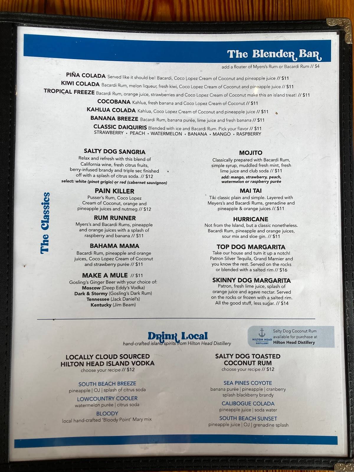 Menu at The Salty Dog Cafe, Hilton Head Island, 232 S Sea Pines Dr