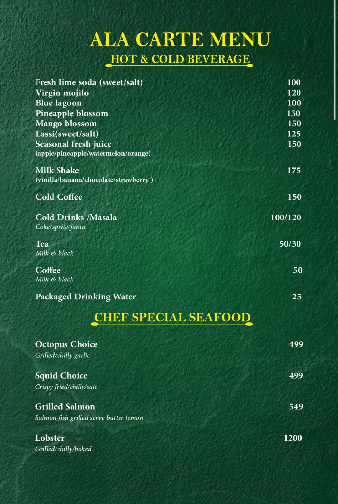 Menu at 7 Eleven restaurant, Bongaigaon