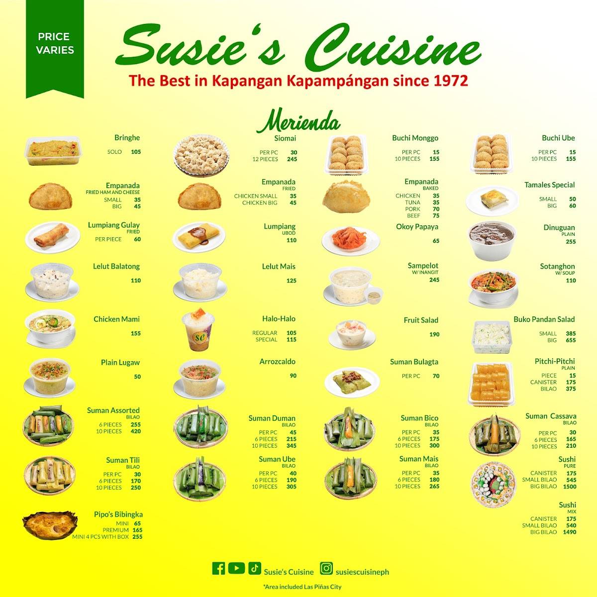 Menu at Susie's Cuisine Las Piñas restaurant, Las Pinas