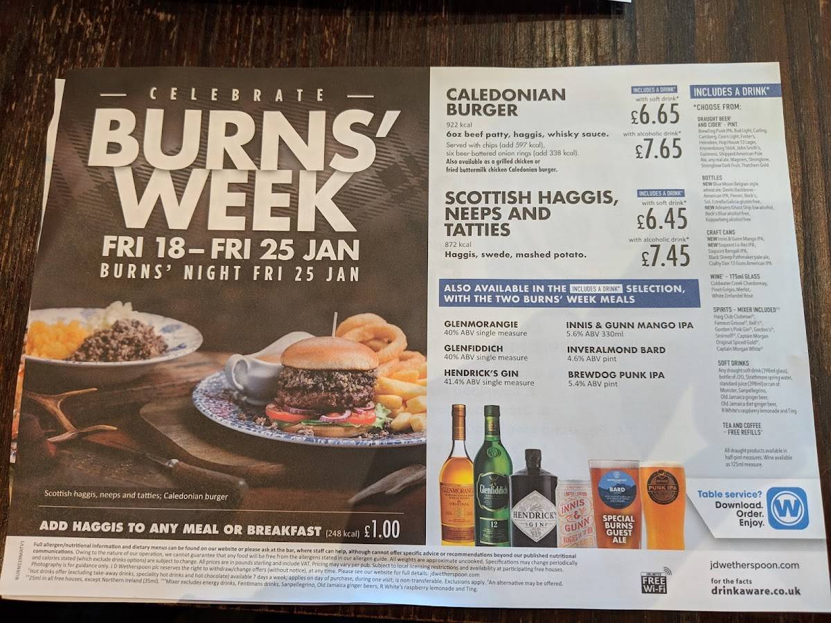 Menu at The Gary Cooper - JD Wetherspoon pub & bar, Dunstable