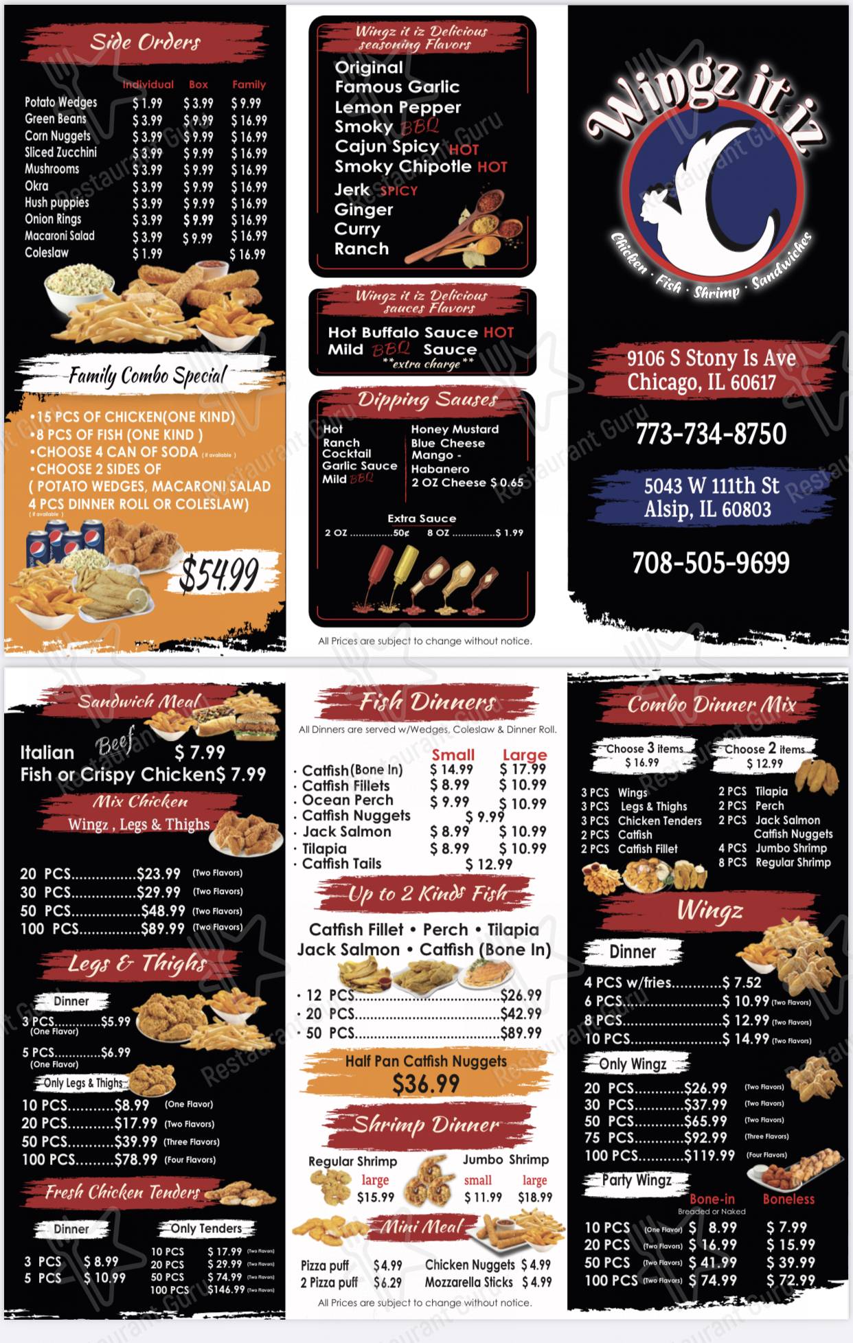 Menu at Wingz it iz Alsip Fish & Shrimp & Chicken & seafood restaurant ...