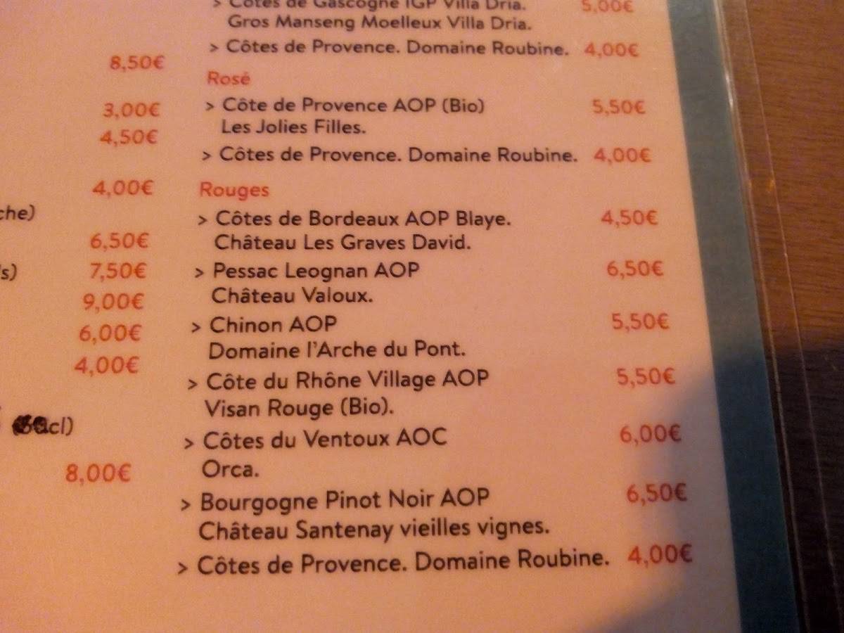 Menu au Le Dancing pub et bar, Lambersart