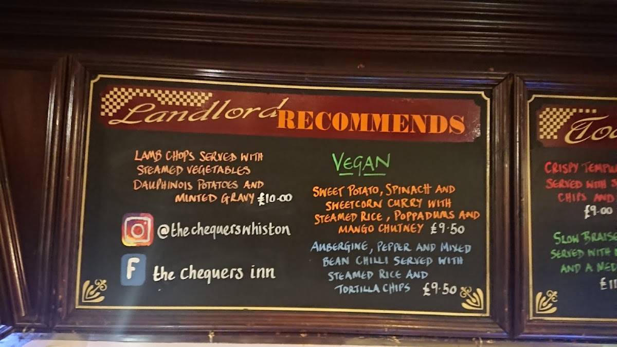 Menu at The Chequers Inn pub & bar, Rotherham