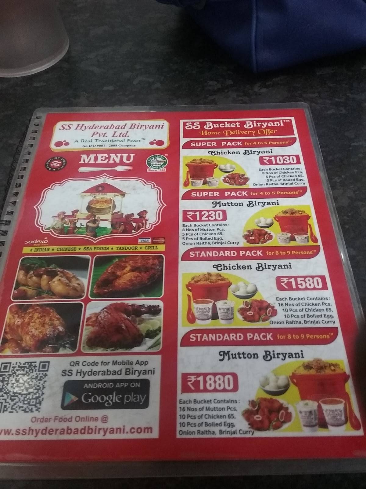 Menu at SS Hyderabad Biryani, Kolathur, Chennai