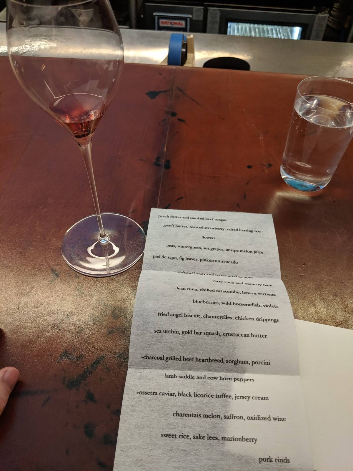 Menu at The Catbird Seat restaurant, Nashville