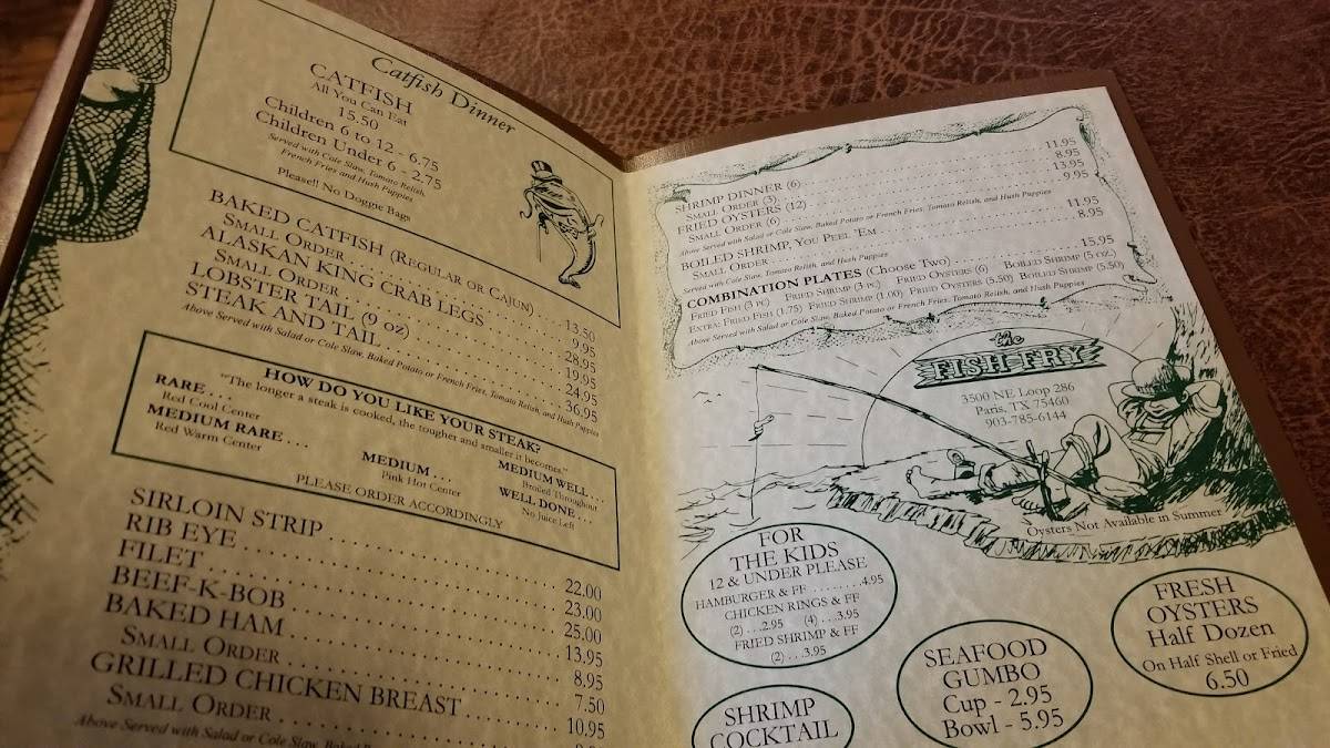 Menu at Fish Fry restaurant, Paris