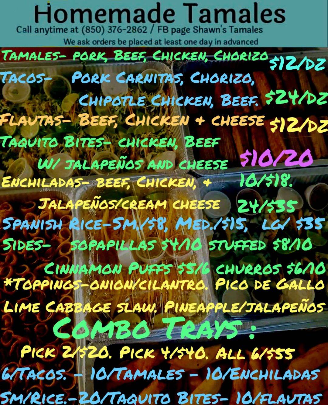 Menu at Homemade Tamales restaurant, Crestview, Fl 32536