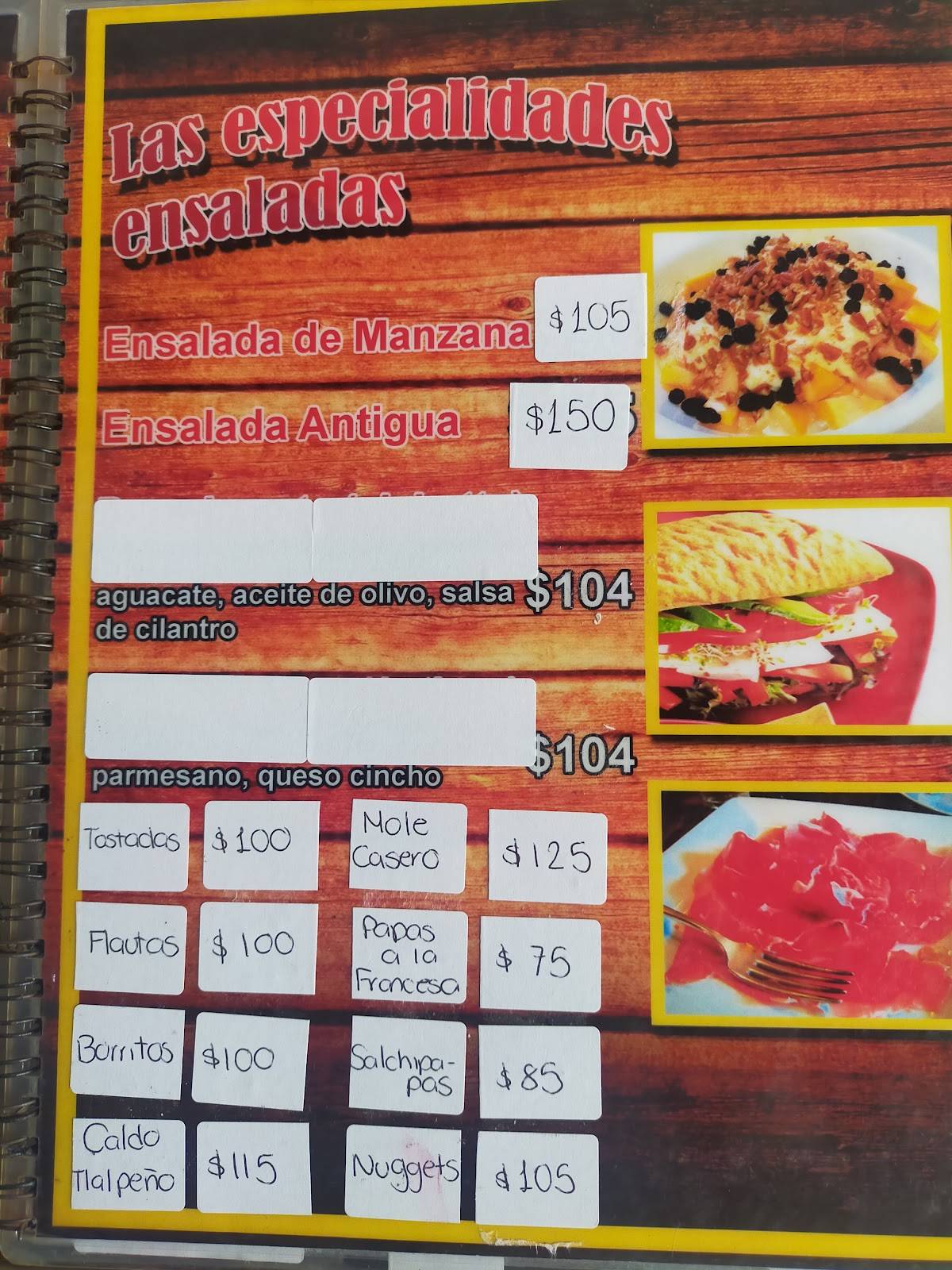 Carta de Café La Antigua, Villahermosa