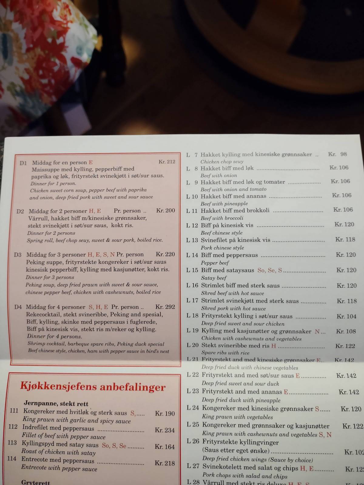 Menu at Peking Garden Kinesisk AS restaurant, Kleppe, Jærvegen 563