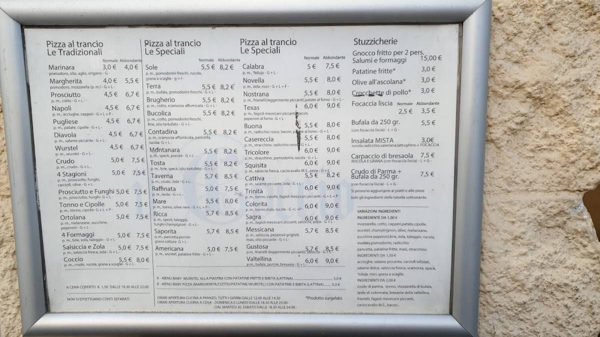 Menu da Il Coccio pizzeria, Brugherio