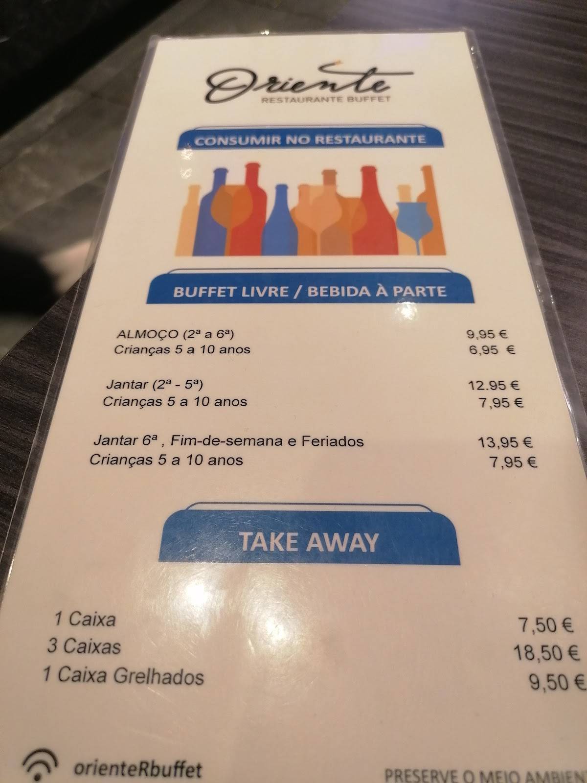 Menu em Oriente Restaurante Buffet, Odivelas