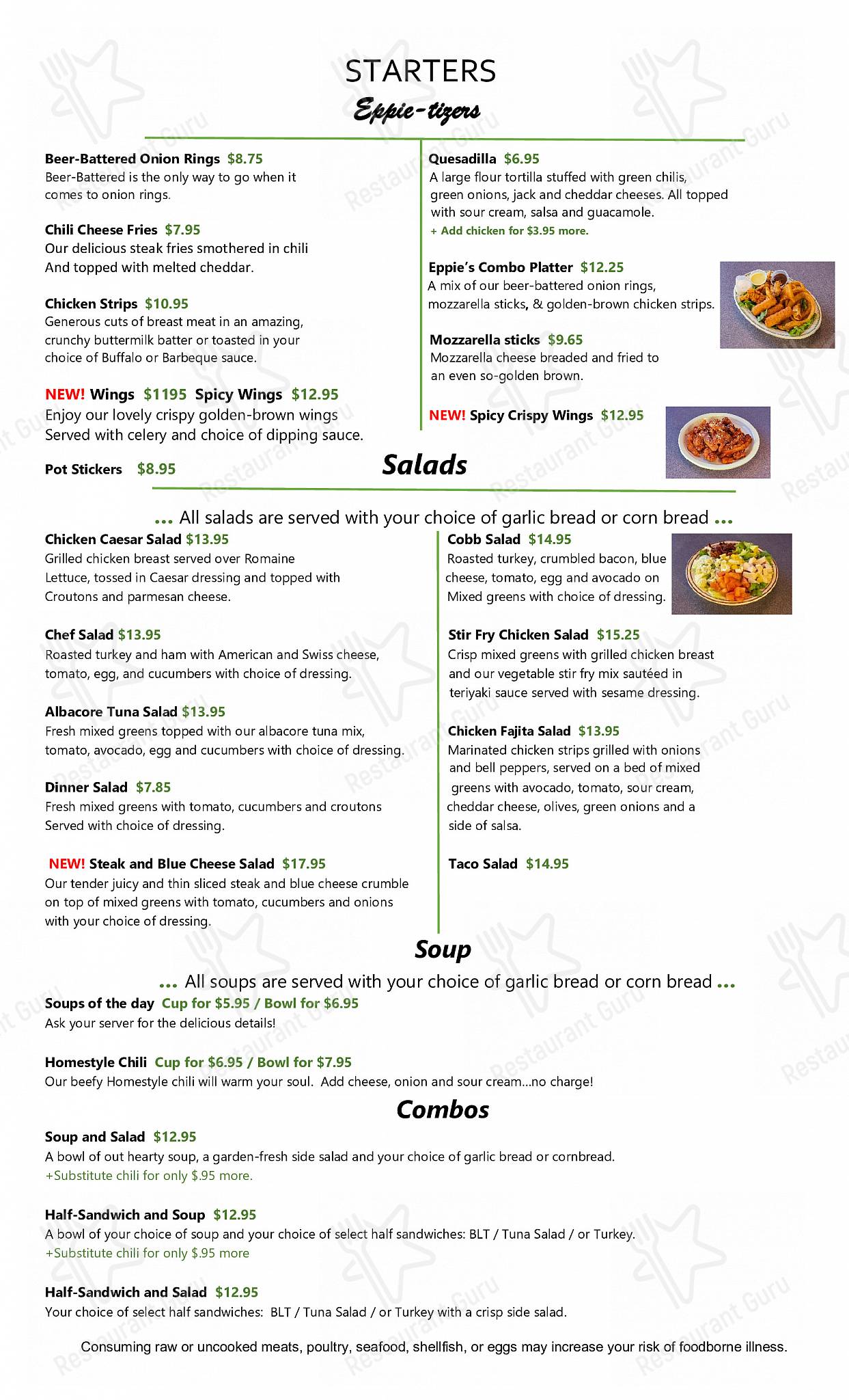 Menu at Eppies Restaurant, West Sacramento, Lake Rd
