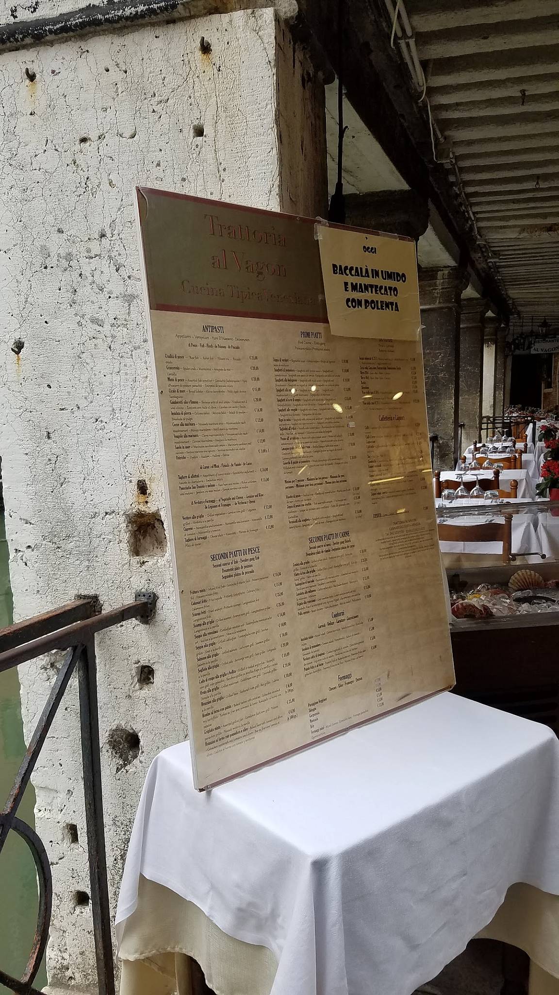 Menu at Ristorante Al Vagon, Venice