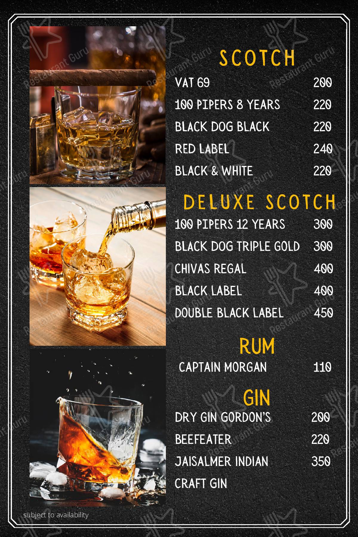 Menu at Cafe On the Rocks, Pithoragarh