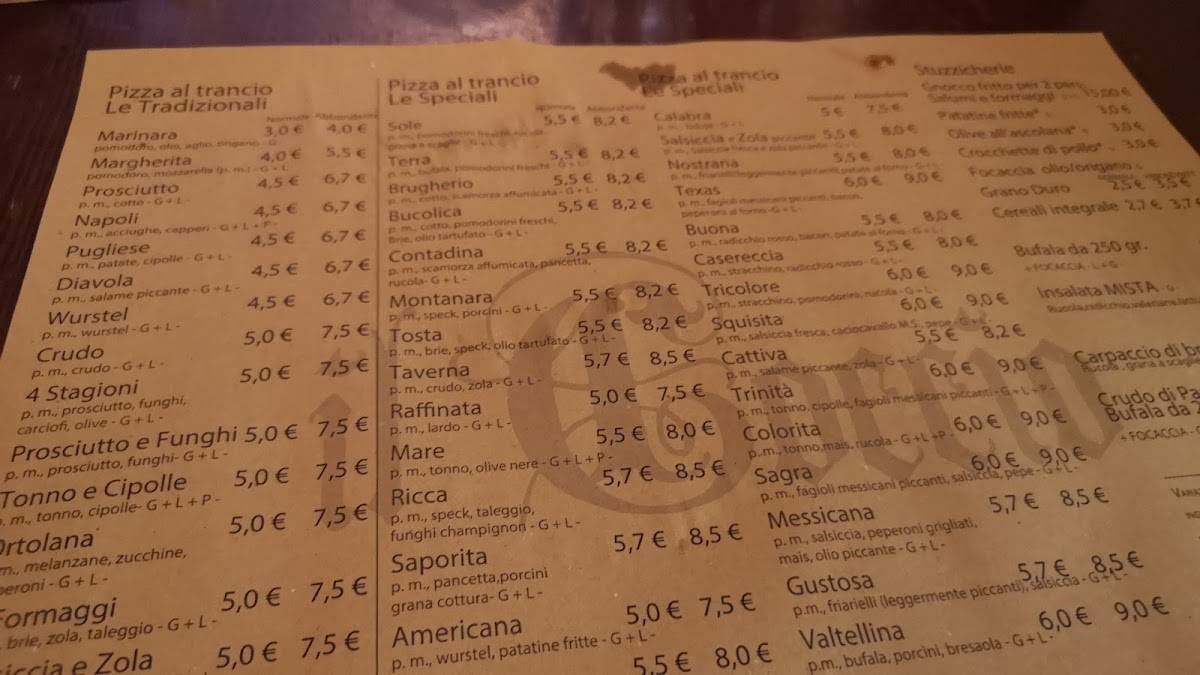 Menu da Il Coccio pizzeria, Brugherio