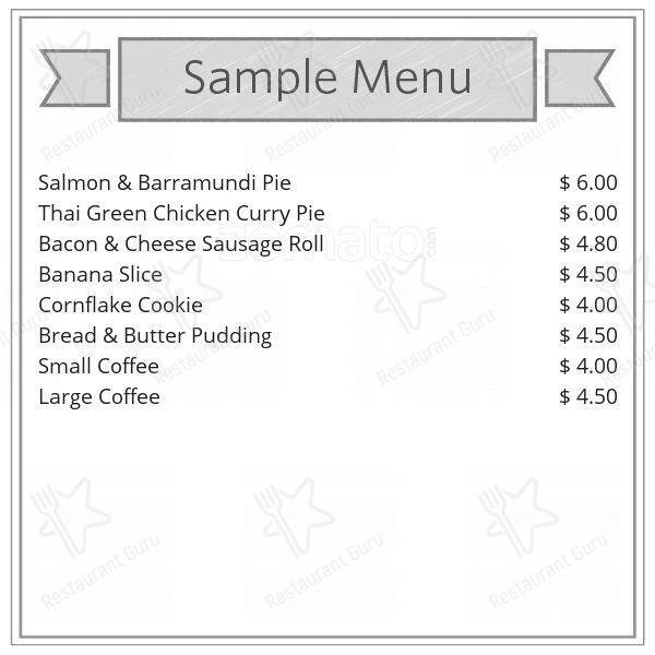 Menu at Main Beach Bakery, Main Beach