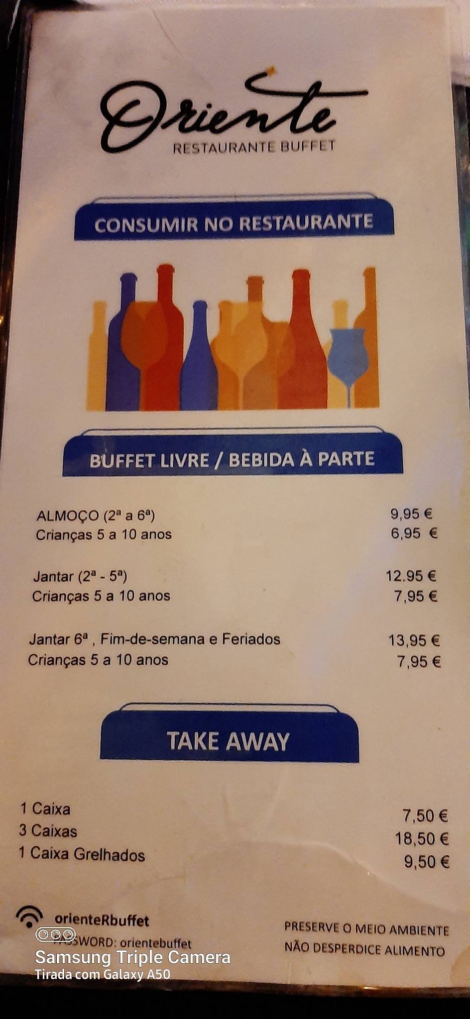 Menu em Oriente Restaurante Buffet, Odivelas