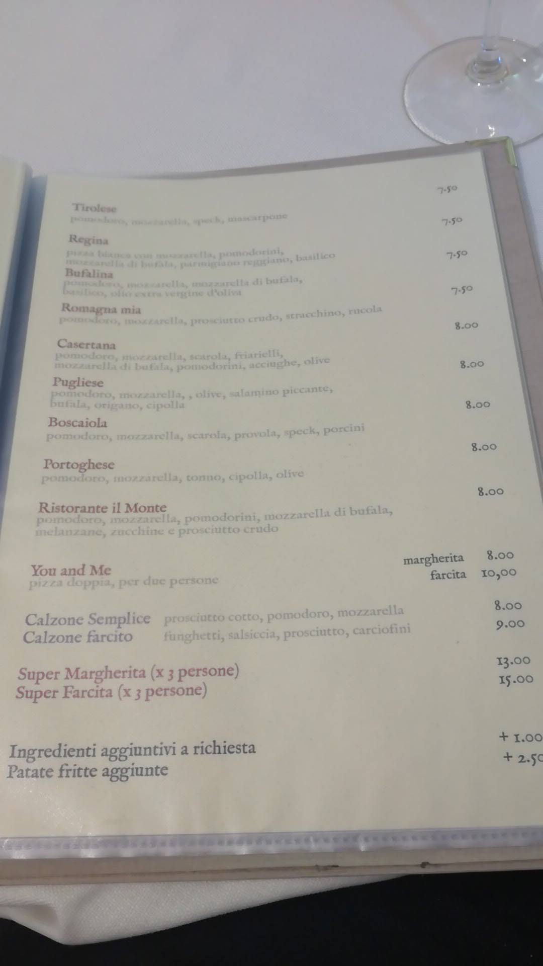 Menu at Ristorante il Monte, La Vecchia
