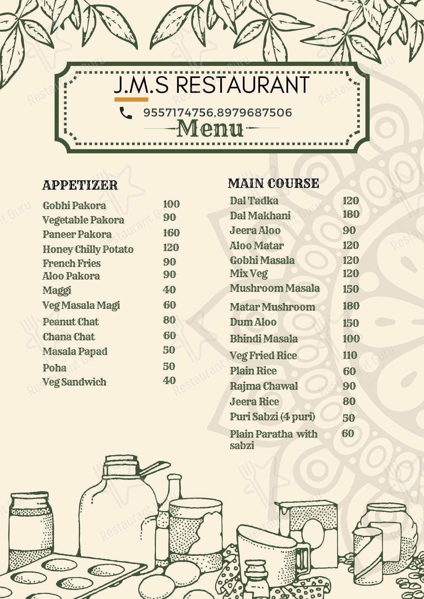 Menu at J.M.S Restaurant, Joshimath