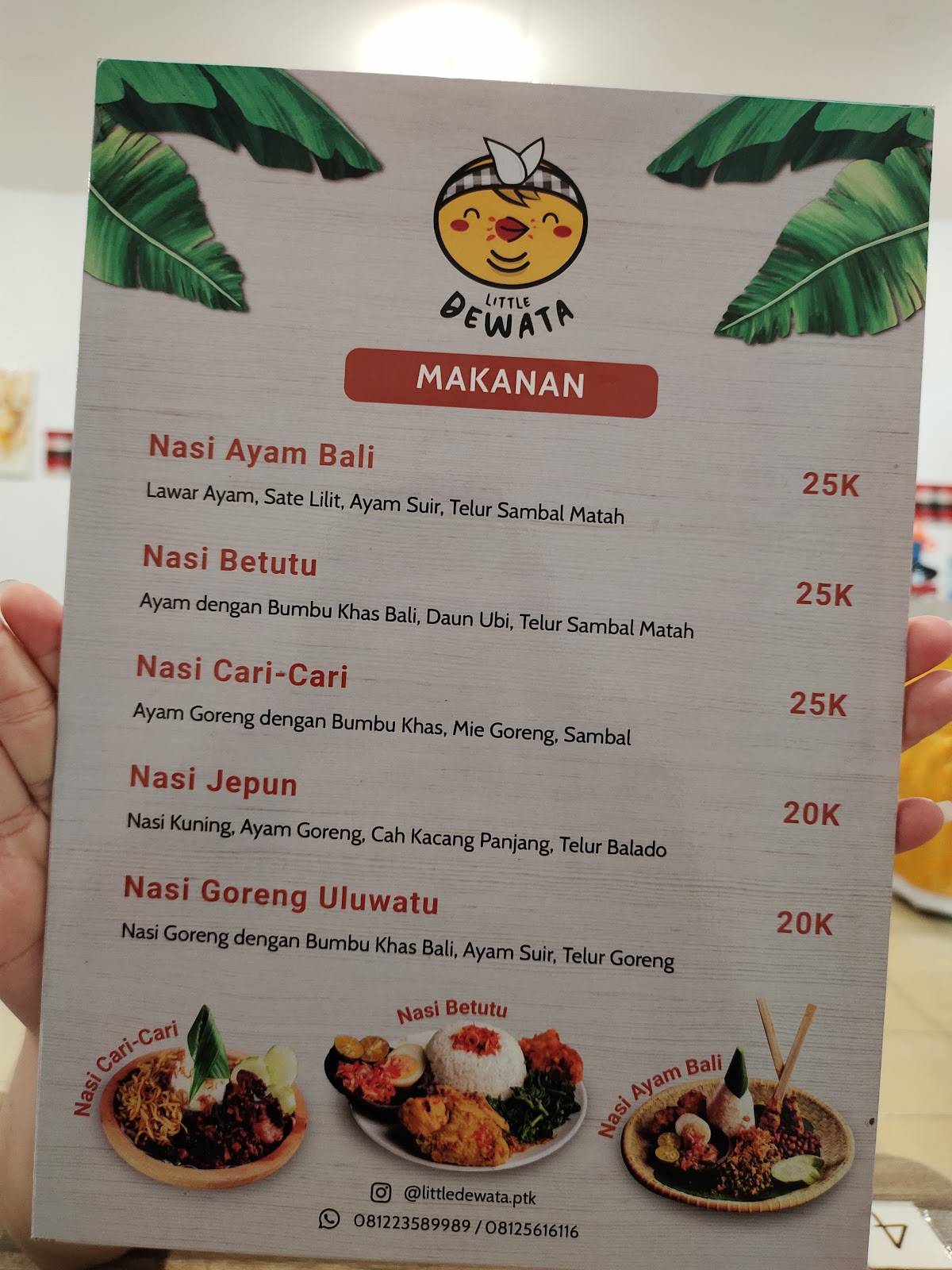 Menu at Little Dewata restaurant, Pontianak