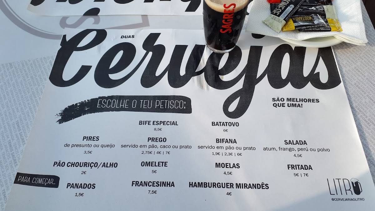 Menu em Cervejaria O Litro, Caldas da Rainha