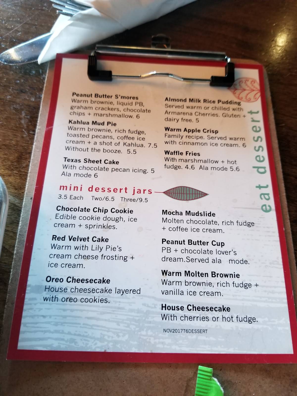 Menu at Table Six Kitchen + Bar, North Canton