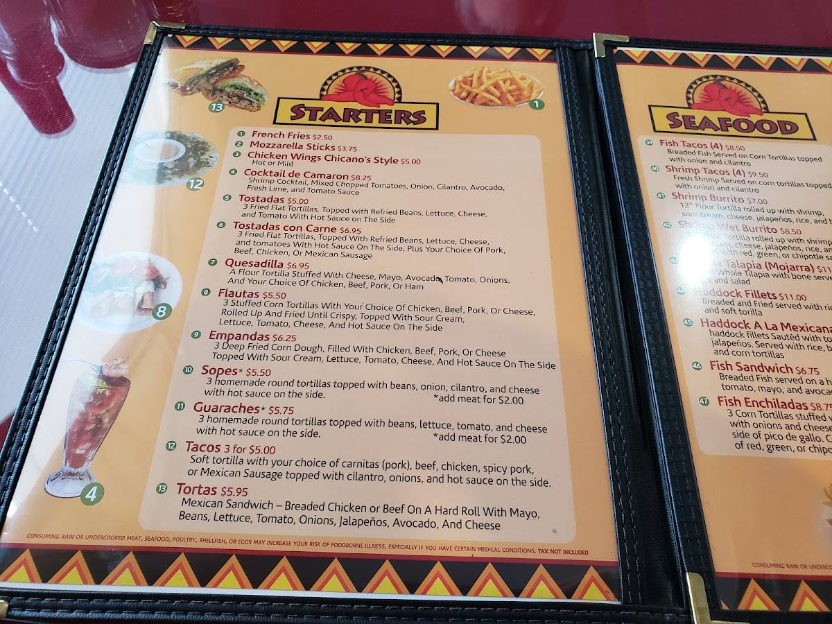 Menu at Chicano's Restaurant, Scranton, 427 Cedar Ave