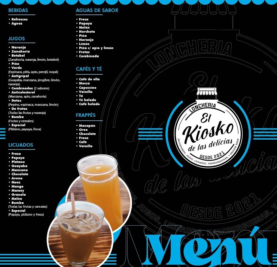 Menu at El Kiosko de las Delicias restaurant, Santiago de Querétaro