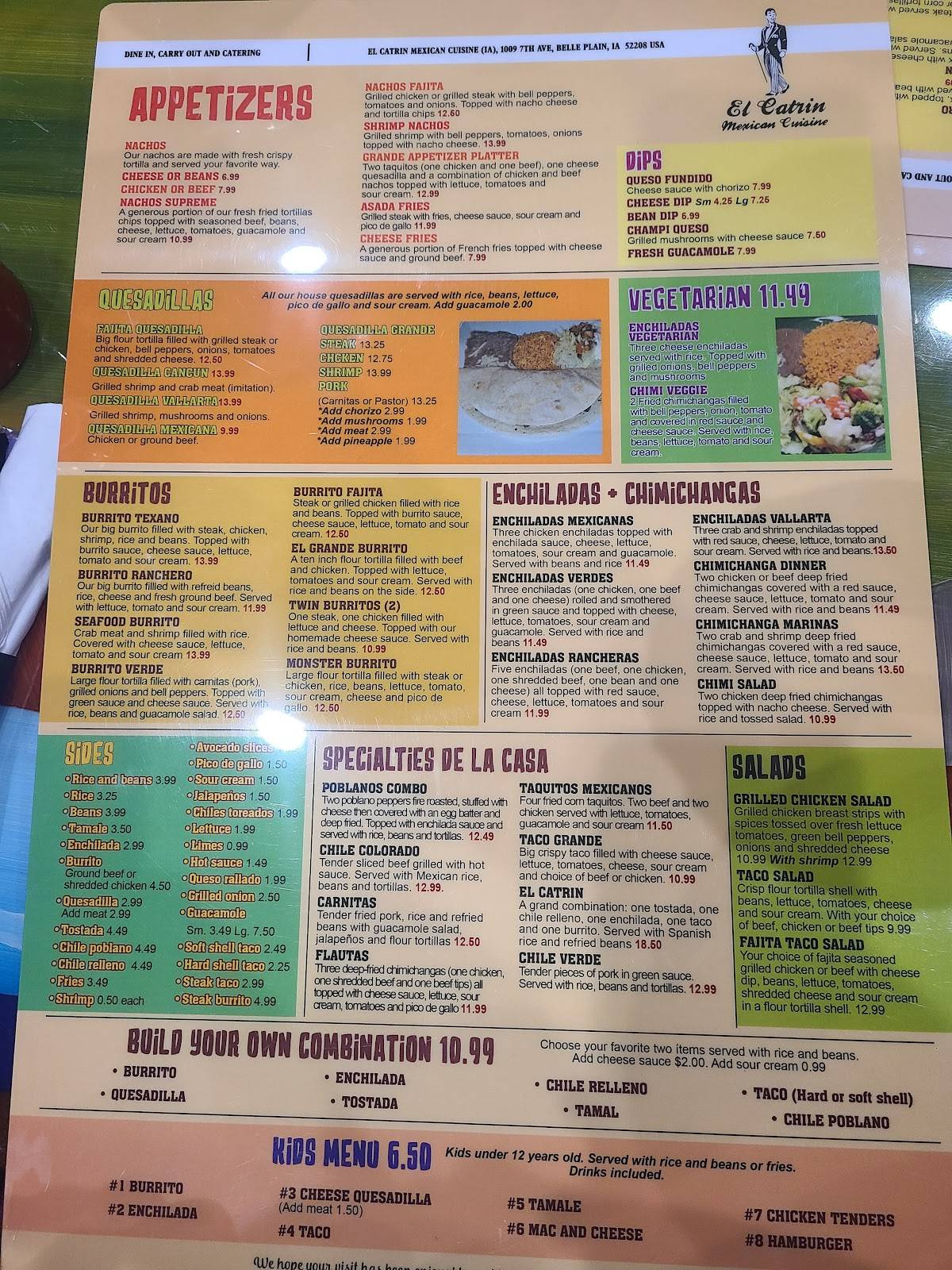 Menu at El catrin Mexican cuisine restaurant, Belle Plaine