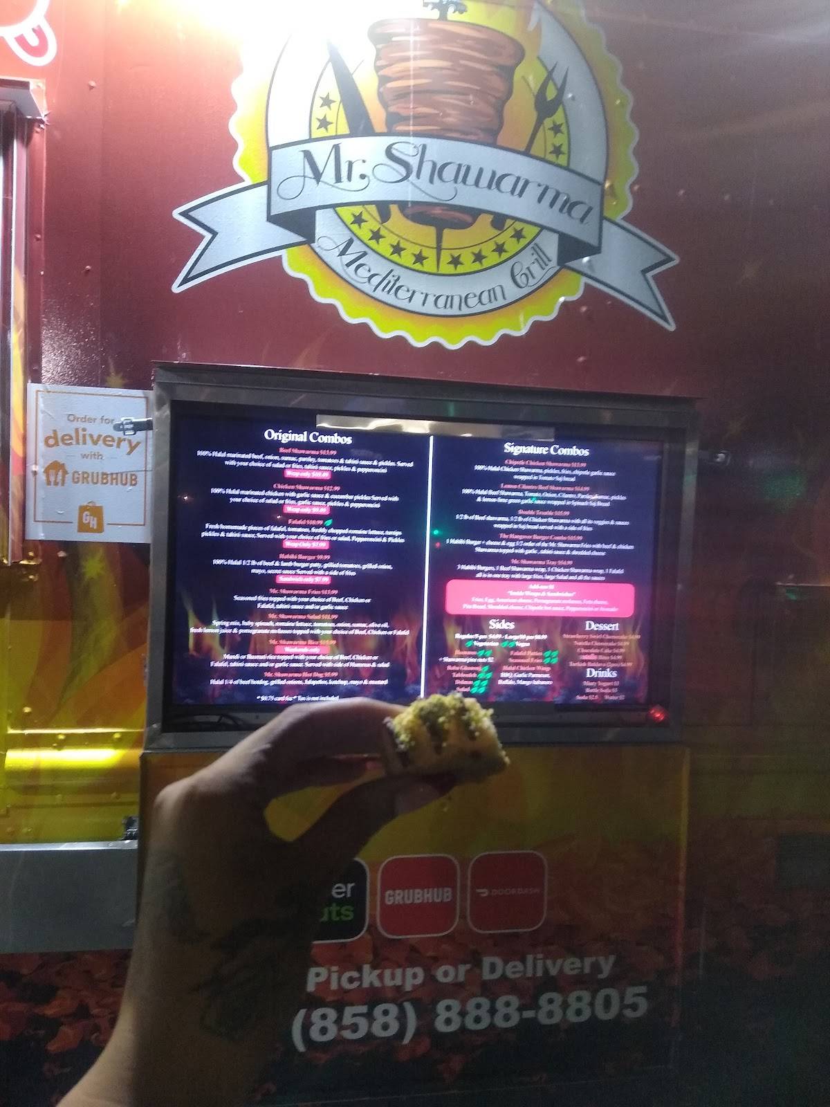 Menu at Mr. Shawarma restaurant, San Diego, Ingraham St