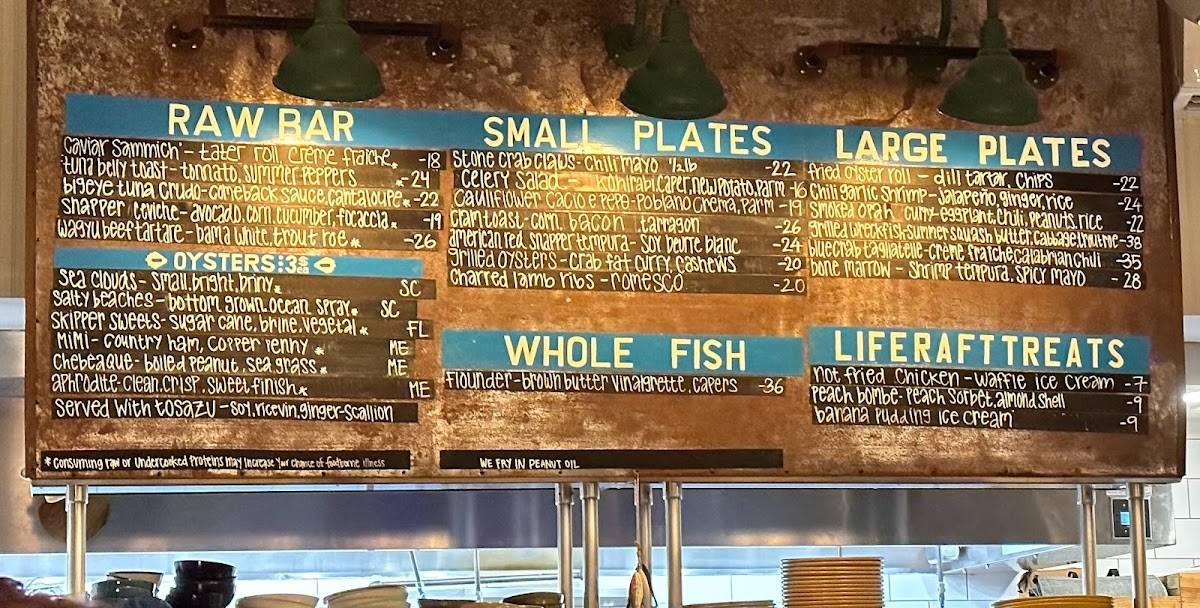 Menu at Chubby Fish restaurant, Charleston