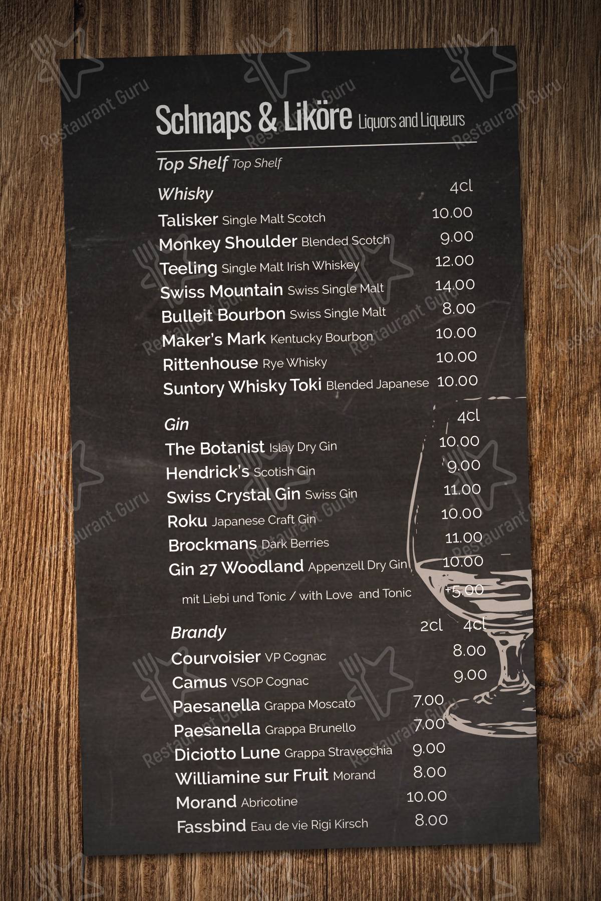 Speisekarte von Gemmi Taverne, Kandersteg
