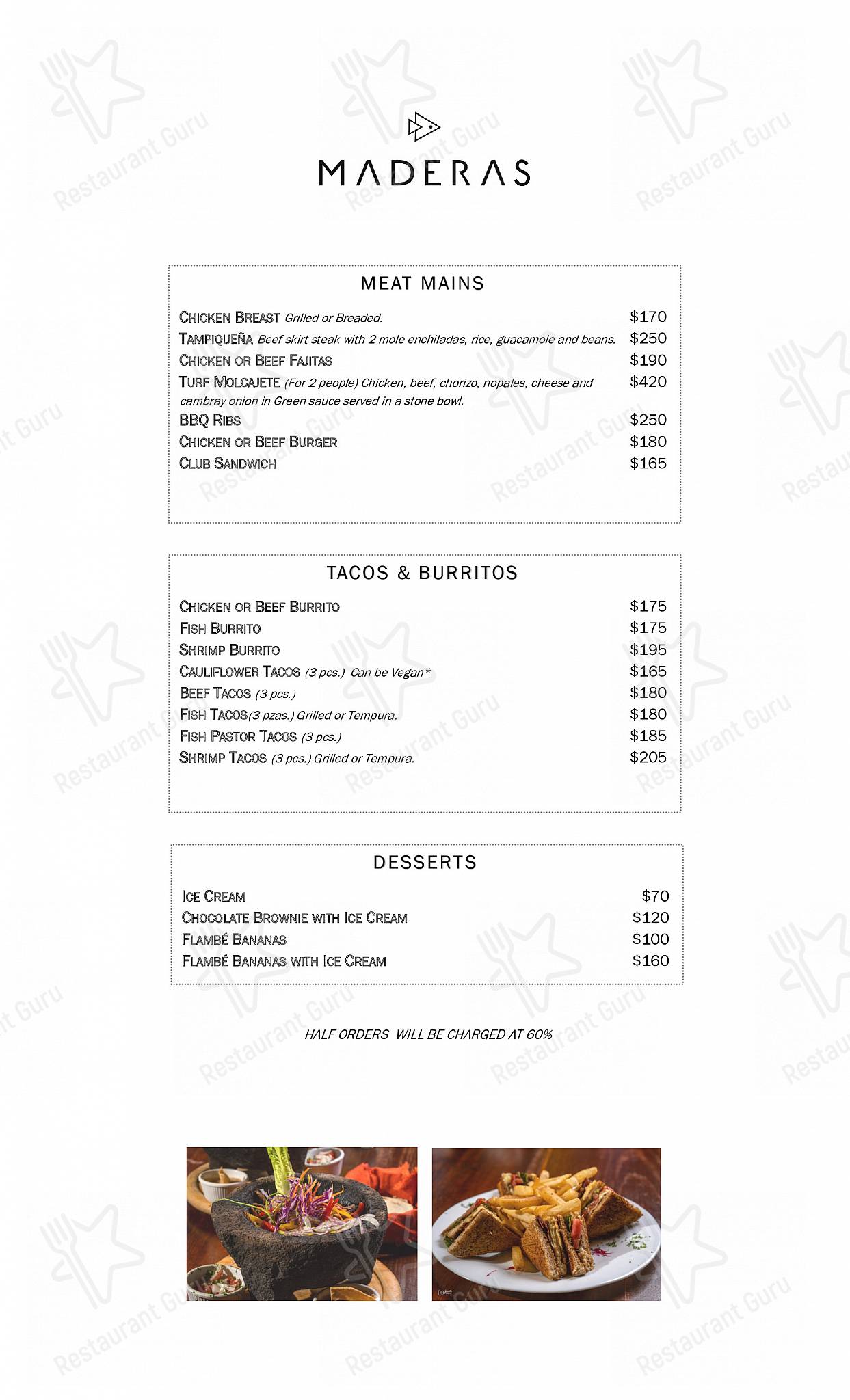 Carta de Maderas Restaurante, Zihuatanejo