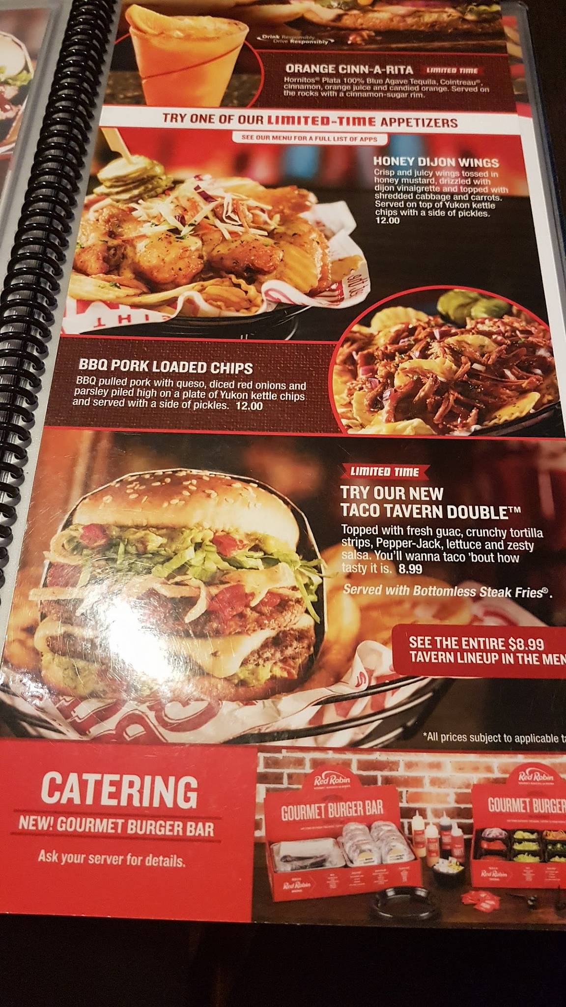 Menu at Red Robin Gourmet Burgers and Brews pub & bar, Victoria