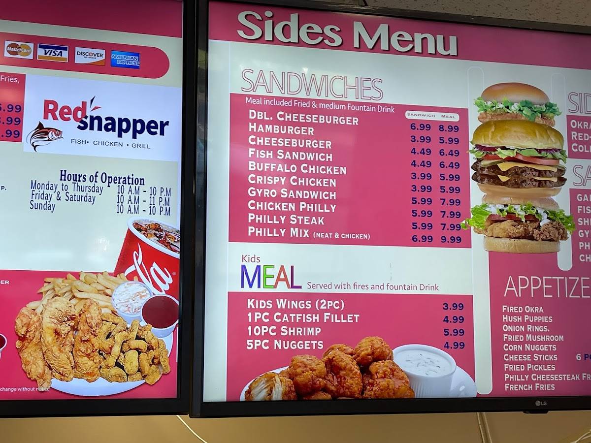 Menu at Red Snapper Fish & Chicken restaurant, Little Rock