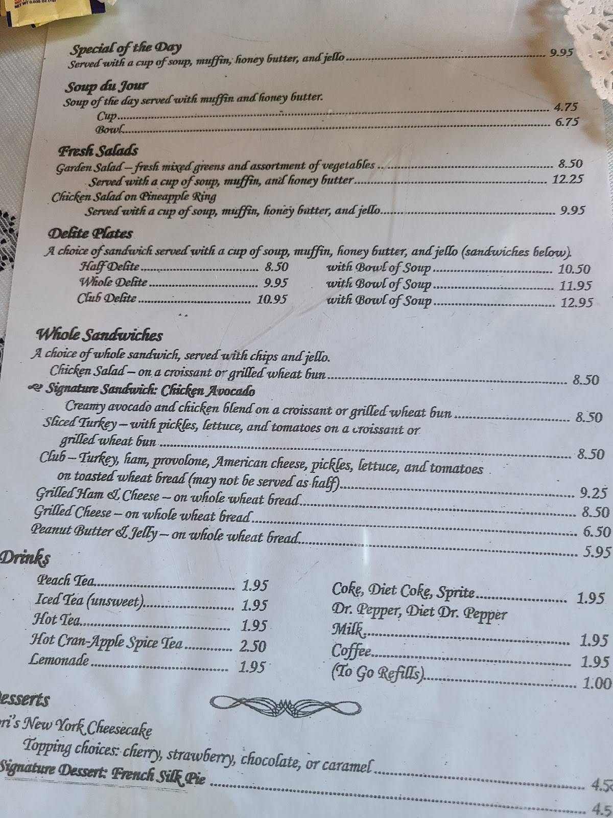 Menu at Country Dove restaurant, Elk City