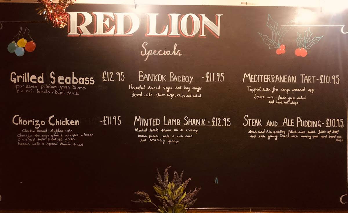 Menu at The Red Lion pub & bar, Sheffield, 95 Penistone Rd