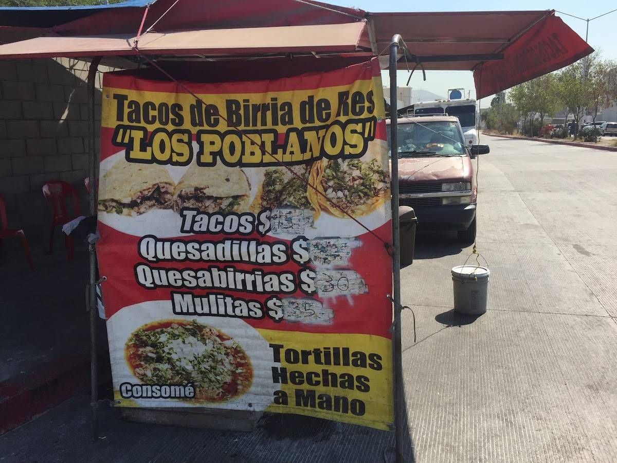 Menu at Birria Los Poblanos restaurant, Tijuana