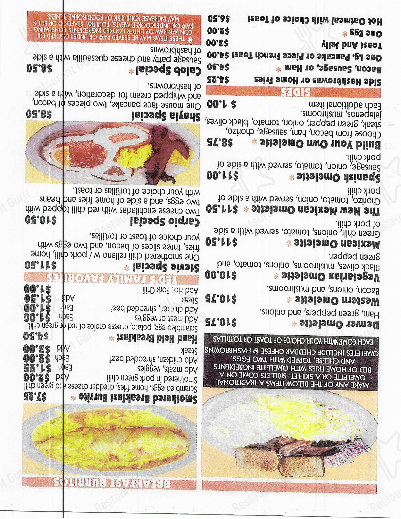 Menu at Ted'z Place Restaurant and Lounge, Commerce City